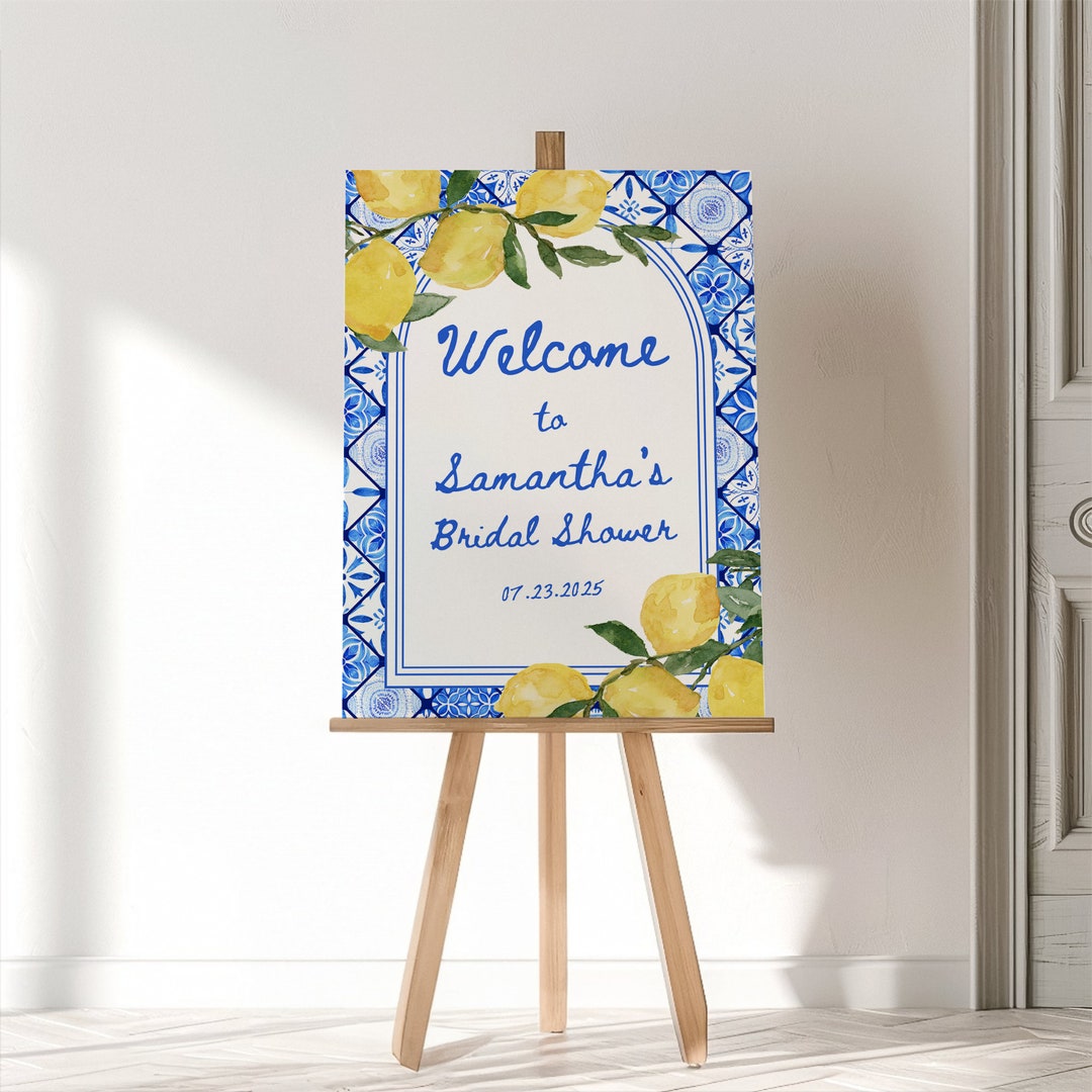 Blue Tiles Bridal Shower Sign, Bridal Shower Decor, Bridal Shower Signs ...