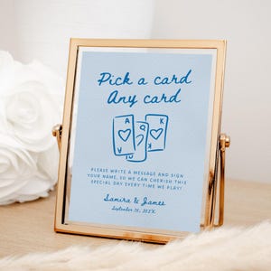Pick a Card Sign Template, Editable Paying Cards Wedding Guestbook Sign ...