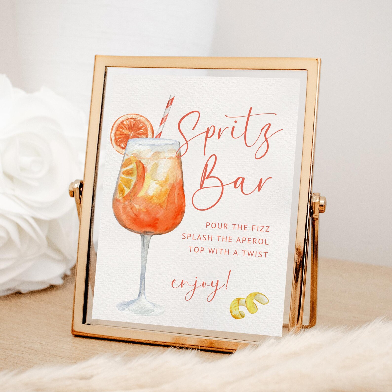 Aperol Spritz Bar Sign Template, Watercolor Aperol Spritz Sign, Wedding ...