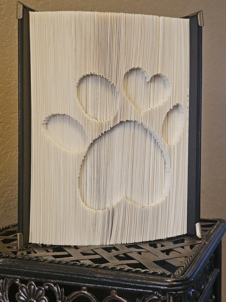 Paw Print Folded Book Art – Handmade Pet Lover Gift | Custom Book ...