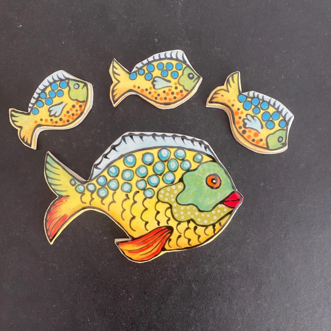 Handmade Mosaic Ceramic Tile Under the Sea, Fish Family, Mosaic Clay ...