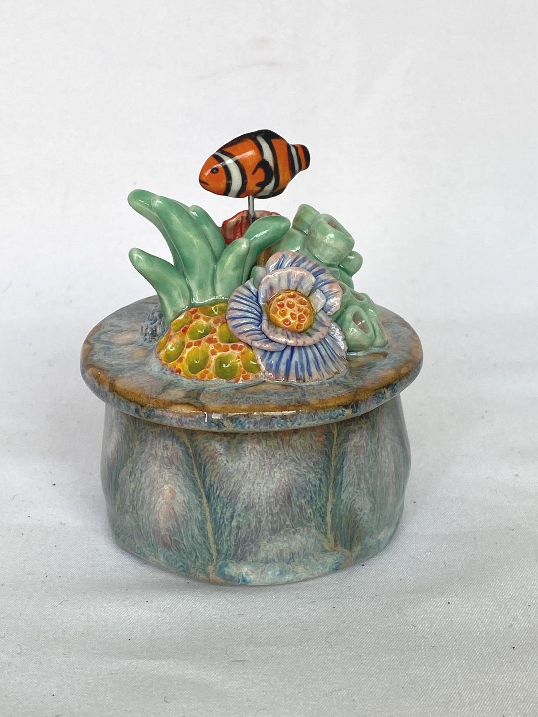 Handmade Ceramic Porcelain Under the Sea Coral Reef Clownfish Jewelry ...