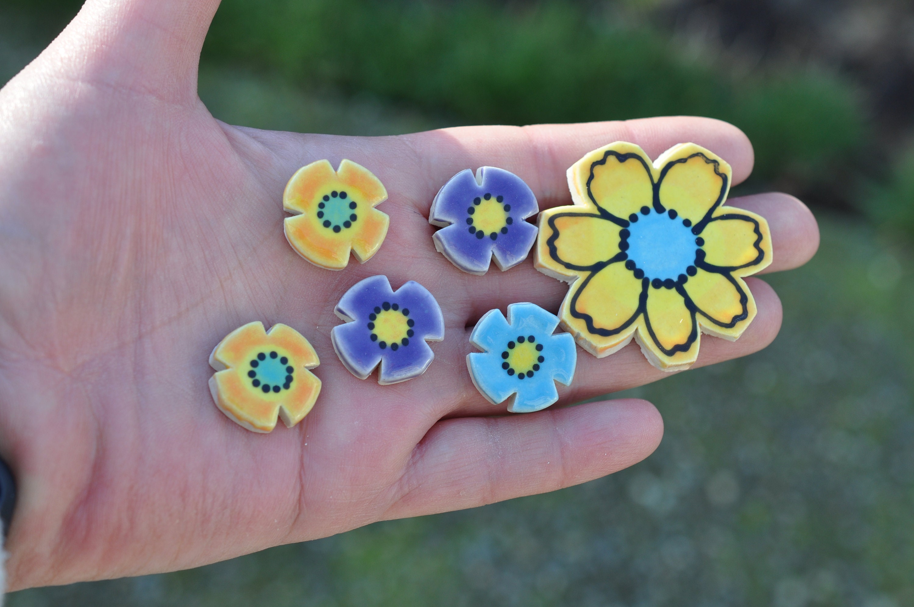 Handmade Mosaic Ceramic Tile Pigs Fly, Flowers , Mosaic Clay Tile - Etsy