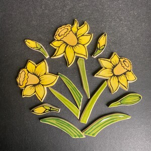 Handmade Mosaic Ceramic Daffodil Flower Tiles, Mosaic Clay Tile - Etsy