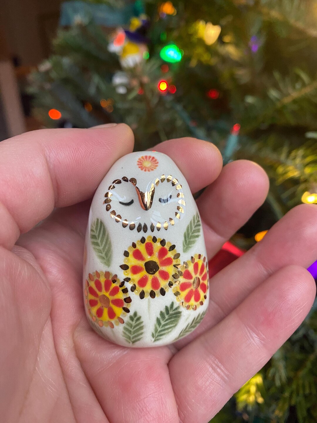 Handmade Ceramic Porcelain Miniature Owl Figurine . Gold Lustre - Etsy