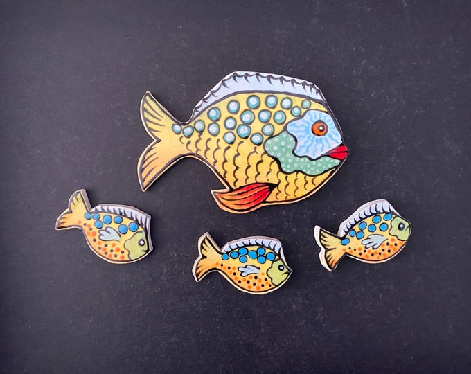 Handmade Mosaic Ceramic Tile Under the Sea, Fish Family, Mosaic Clay ...