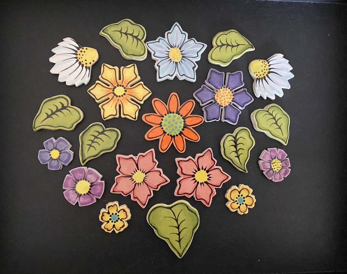 Handmade Mosaic Ceramic Tile Flowers , Mosaic Clay Tile - Etsy