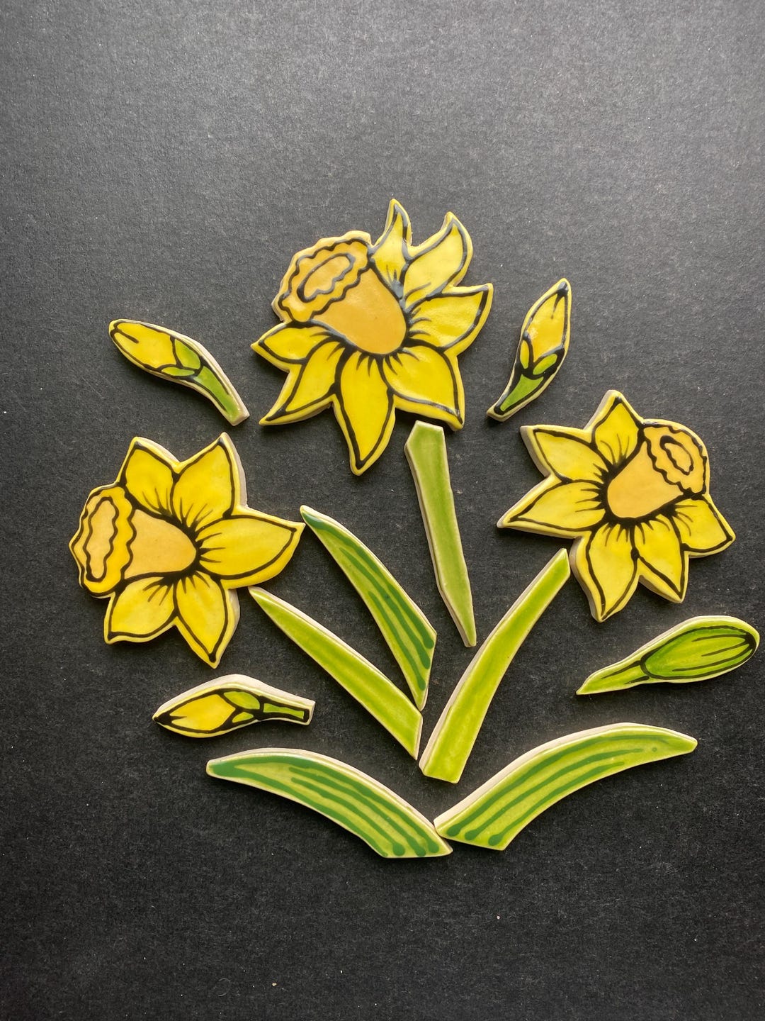 Handmade Mosaic Ceramic Daffodil Flower Tiles, Mosaic Clay Tile - Etsy
