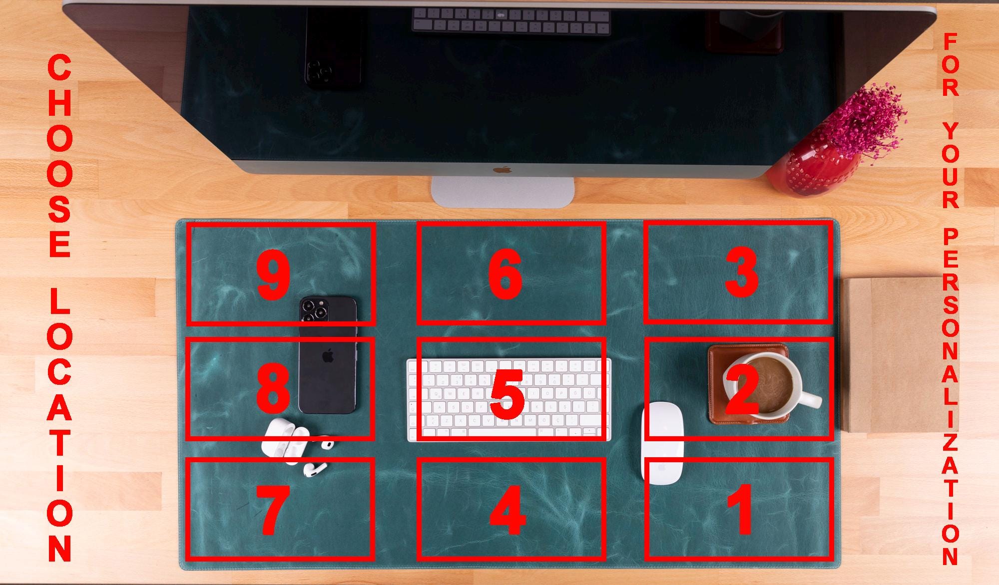 Personalizable Genuine Leather Desk Mat,custom Computer Pad,office ...