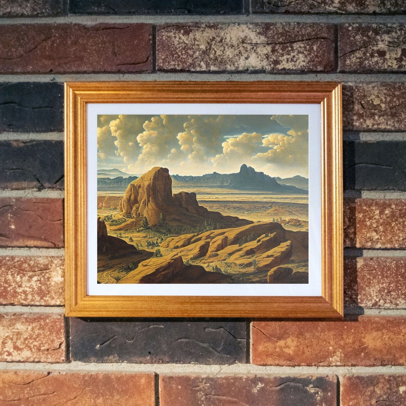 Utah Landscape Oil Painting Landscape Warm Rustic Country Decor Vintage ...