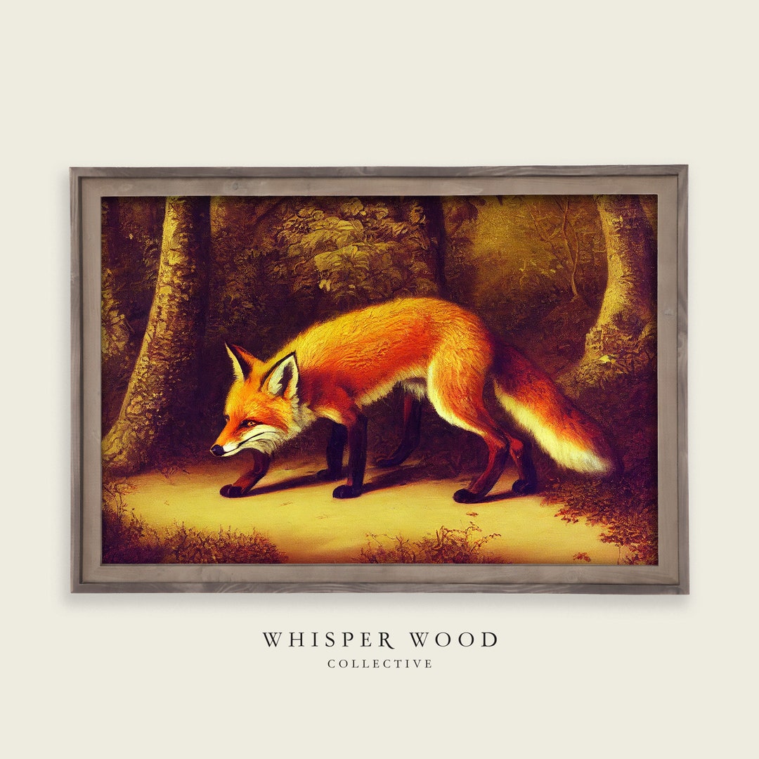 Fox Oil Painting | 1800s Style Animal Painting | Warm Rustic Country ...