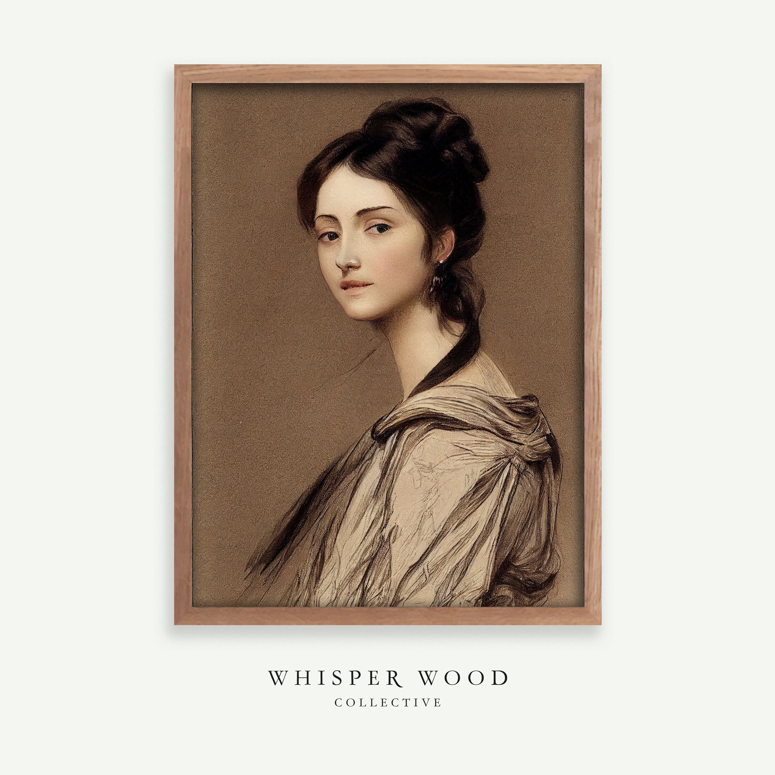 Sketch Portrait of Woman | 1800s Style Drawing | Victorian Decor ...