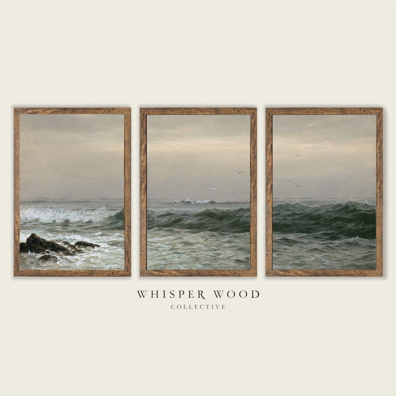 Ocean Waves Triptych 3 Piece Printable Wall Art Green Sea - Etsy