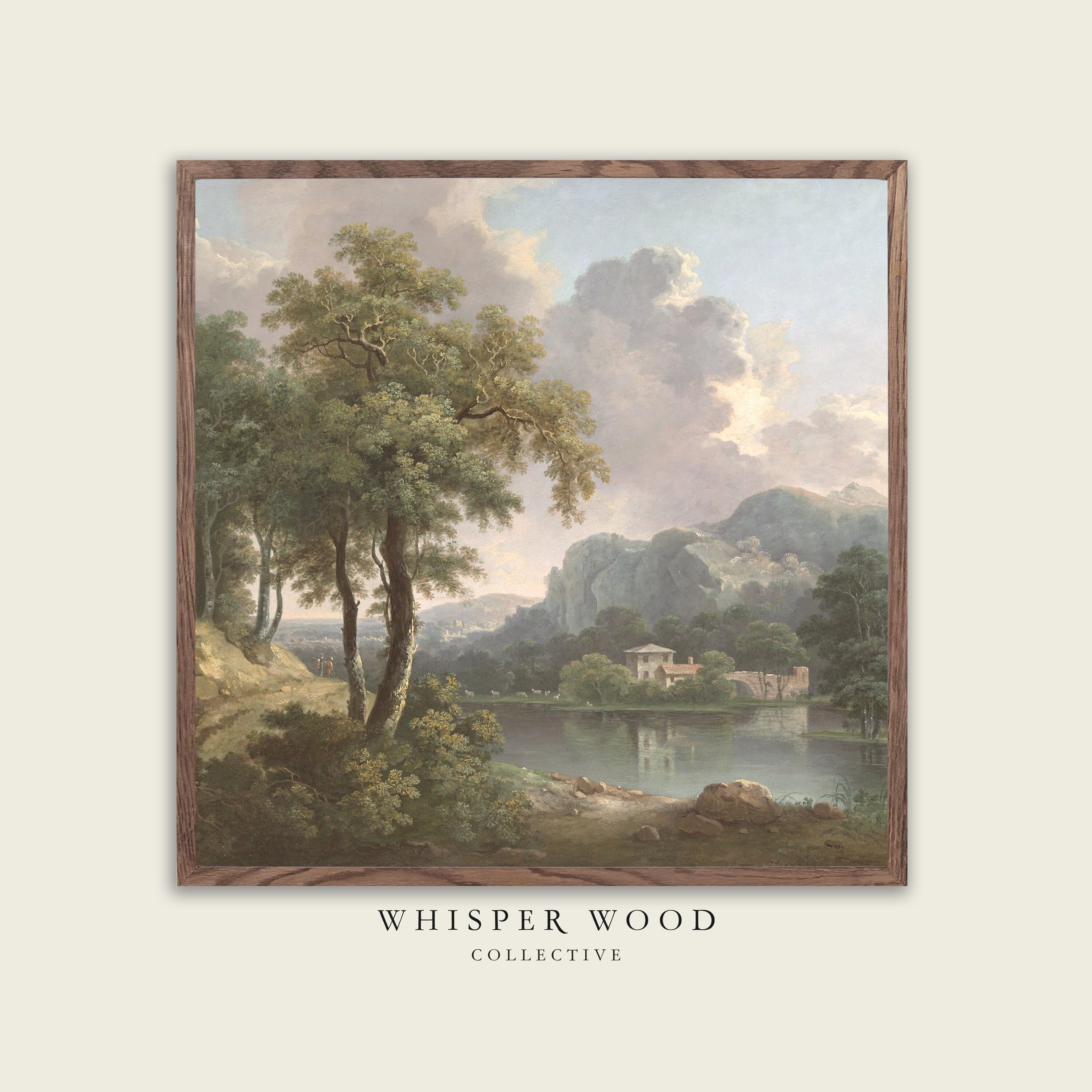 Vintage British Landscape Oil Painting | 1700s White Rustic Country ...