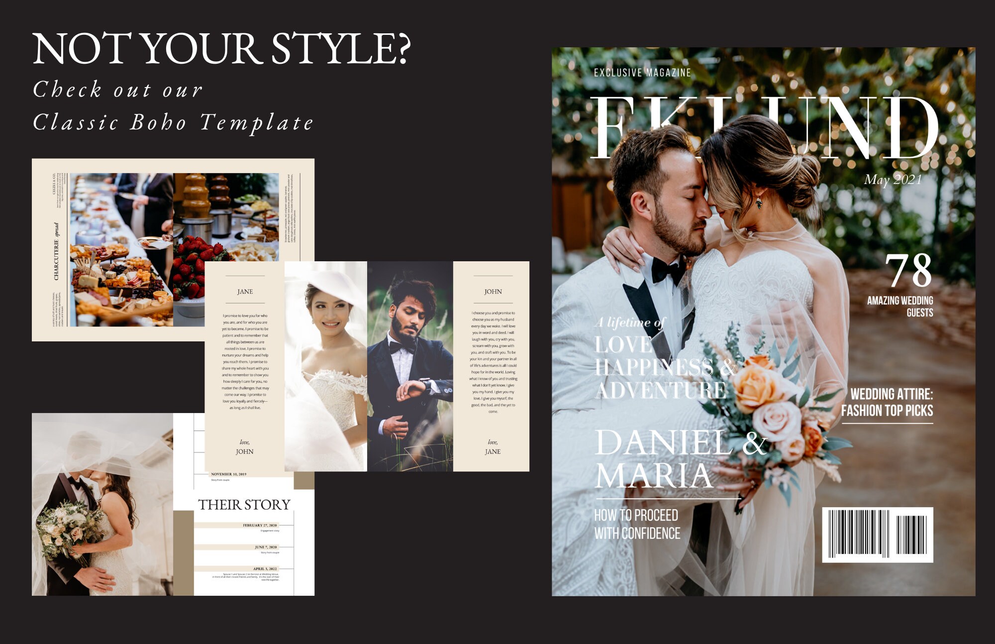 Wedding Magazine Template for Canva | Modern Design | Wedding ...