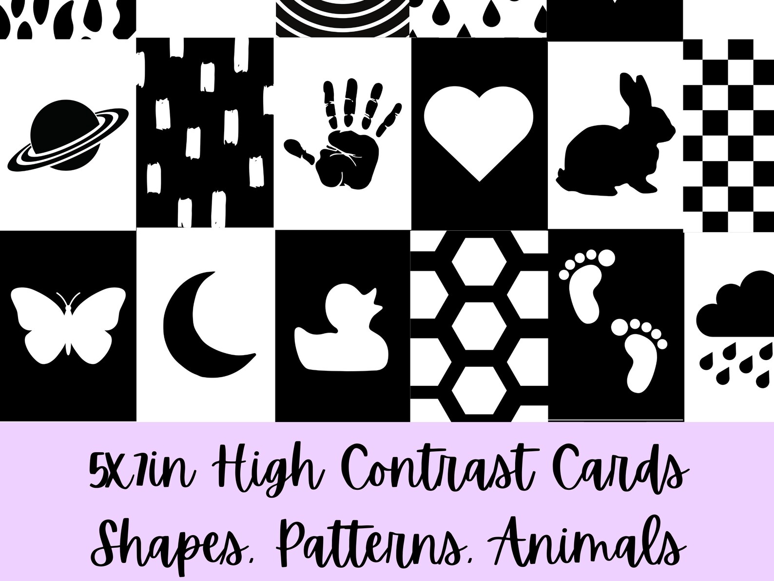 50 Printable Black & White Montessori Wall Art | High Contrast Visual ...