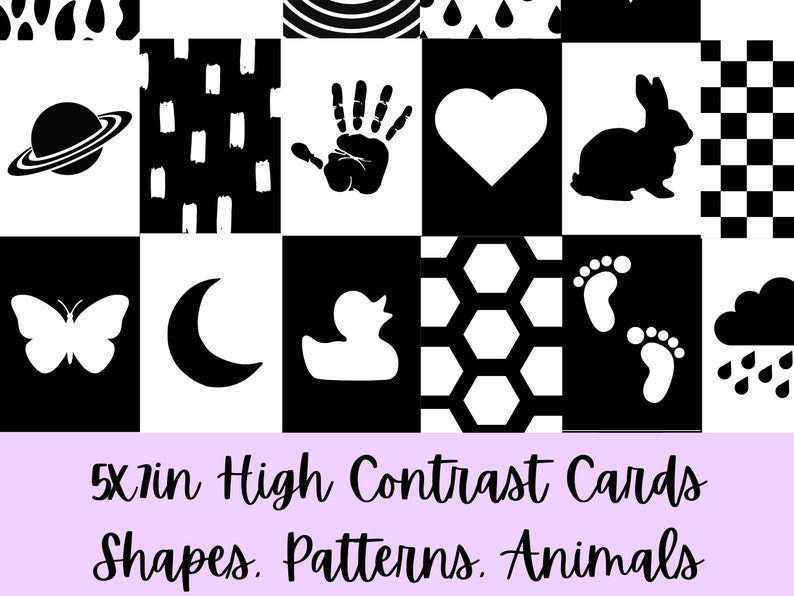 50 Printable Black & White Montessori Wall Art | High Contrast Visual ...
