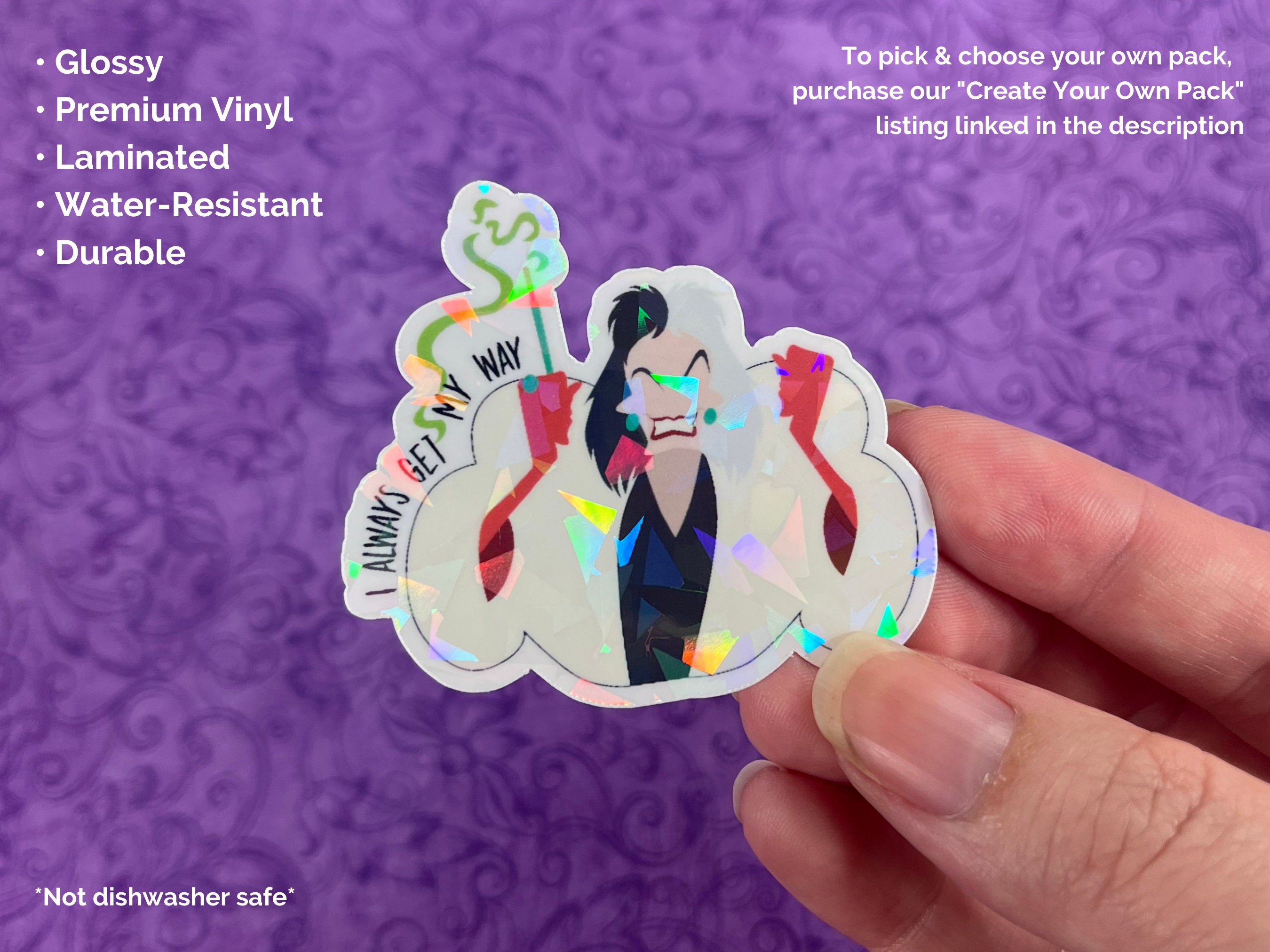 Holographic Classic Villains Inspired Sticker Pack Vinyl Decals ...