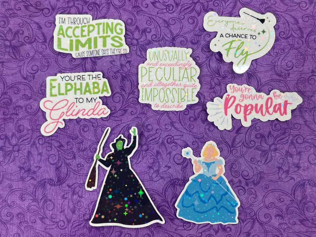 Holographic Wicked Inspired Stickers Pack of High Quality Vinyl Decals ...