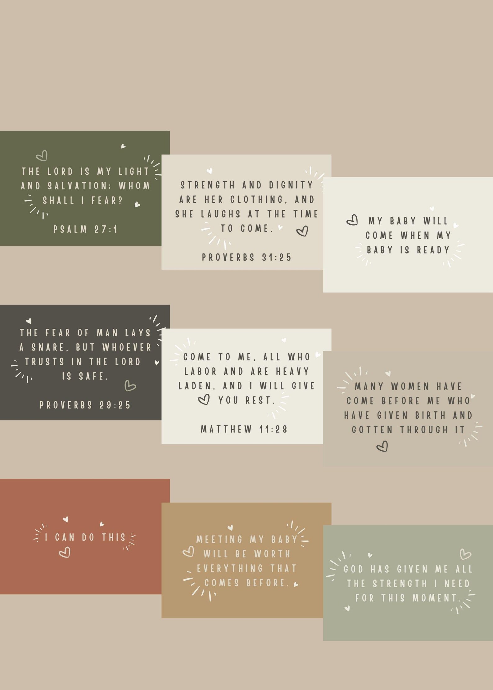 Christian Birth Affirmation Cards for Home Birth or VBAC Calming Boho ...