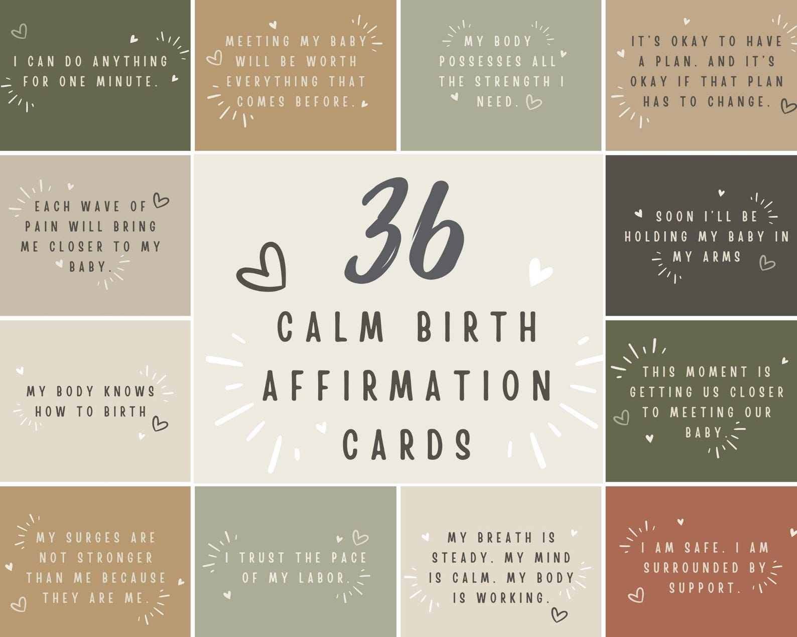 Birth Affirmation Cards – Calm & Confident Labor Support Printables ...