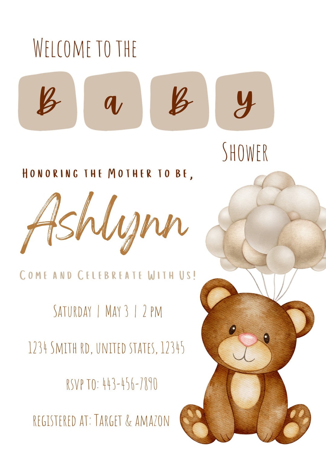 Bear Baby Shower Invitation - Etsy