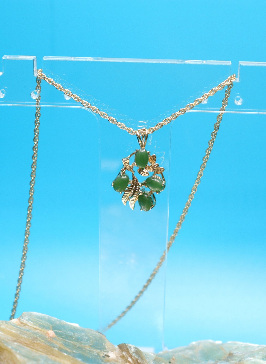 RARE VINTAGE** Stamped JC Gold Tone Jade Necklace - Etsy