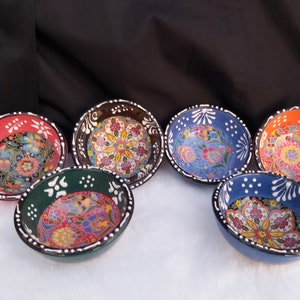 Ceramic Bowls Set of 6,hand Painted Turkish Ceramic Bowls Colorful ...