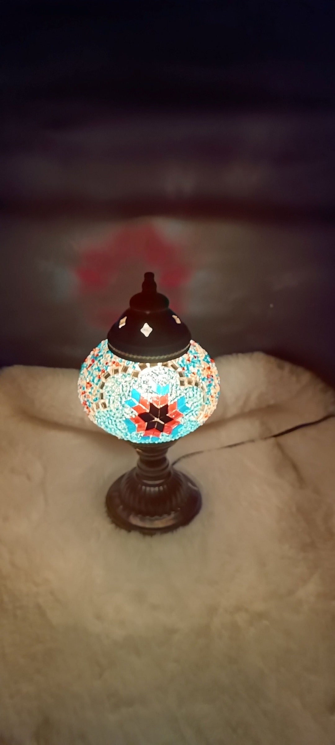 Old Turkish Mosaic Lamp, Gift, Table Lamp, Reflection, Bedside Turkish ...