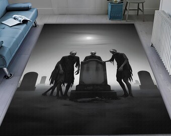 Scary Rug With A Zombie Figure for Classy Halloween Decor, Floral ...