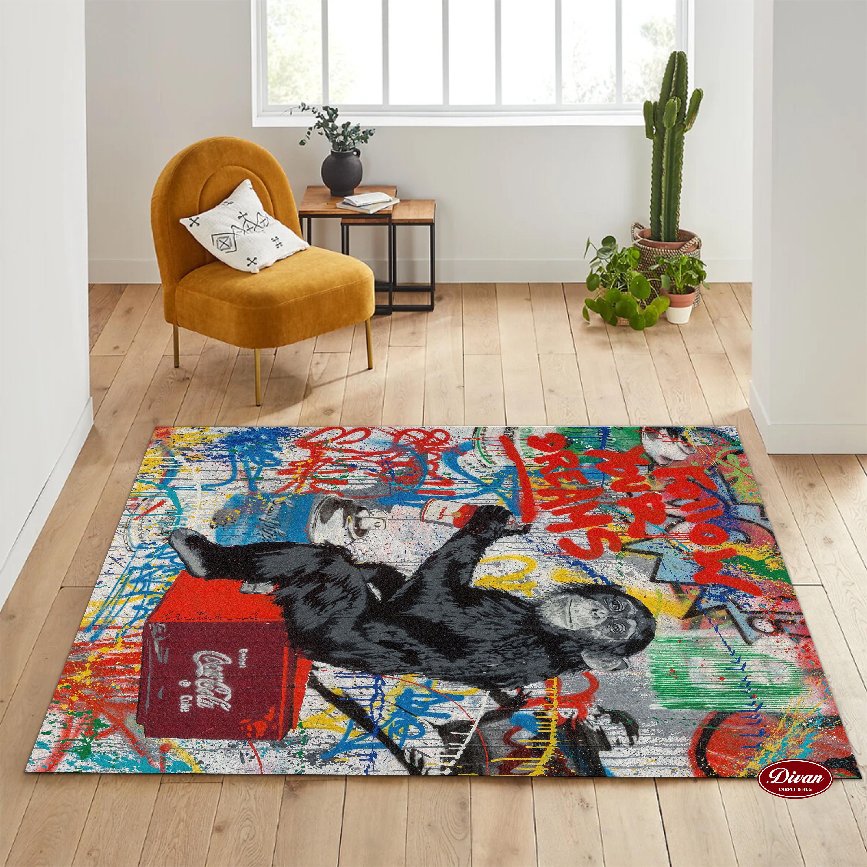 Pop Art Graffiti Rug, Banksy Artist Style Rug, Area Rug,abstract Rug ...