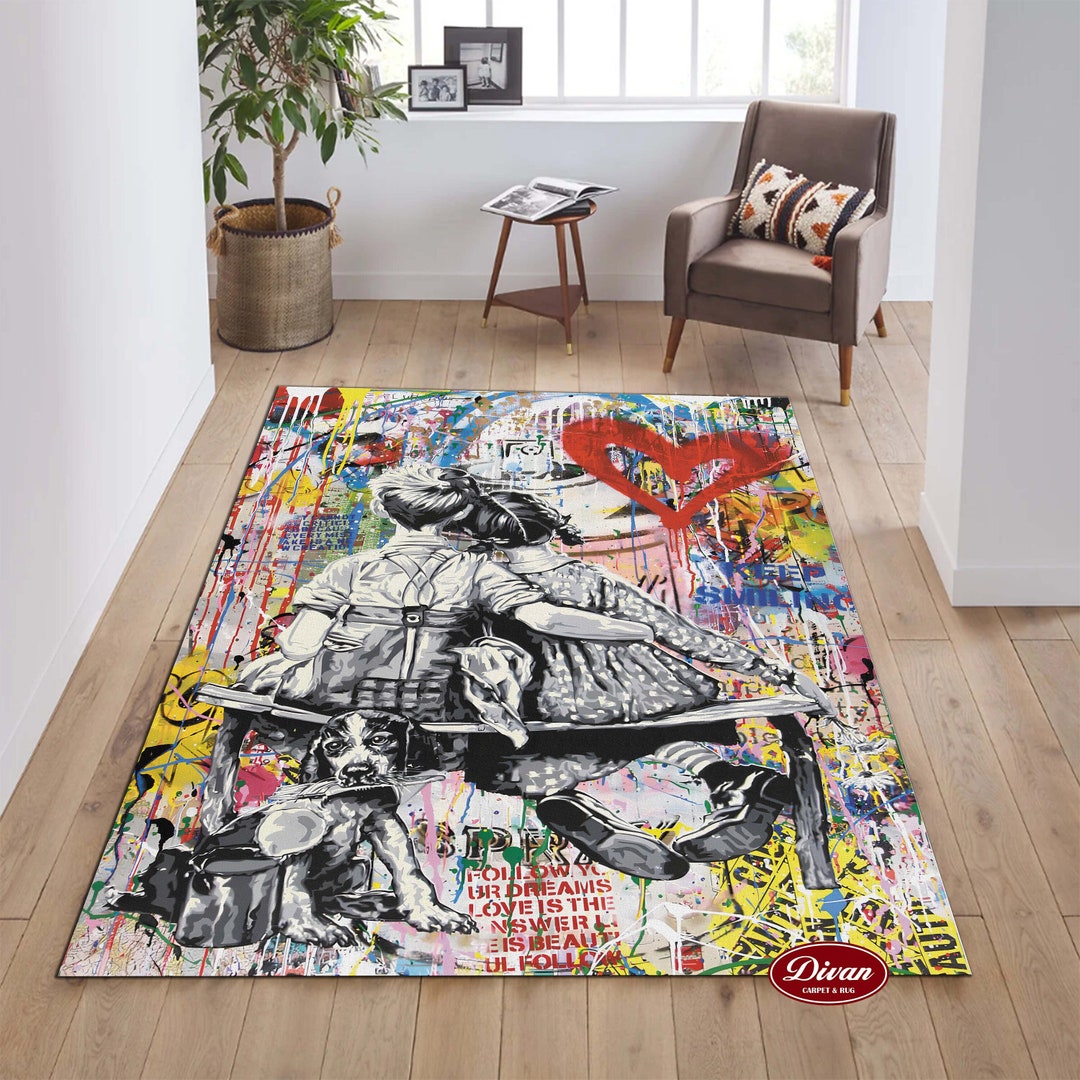 Banksy Kids Graffiti, Banksy Carpet Rug, Modern Rug, Custom Rugs, Gift ...