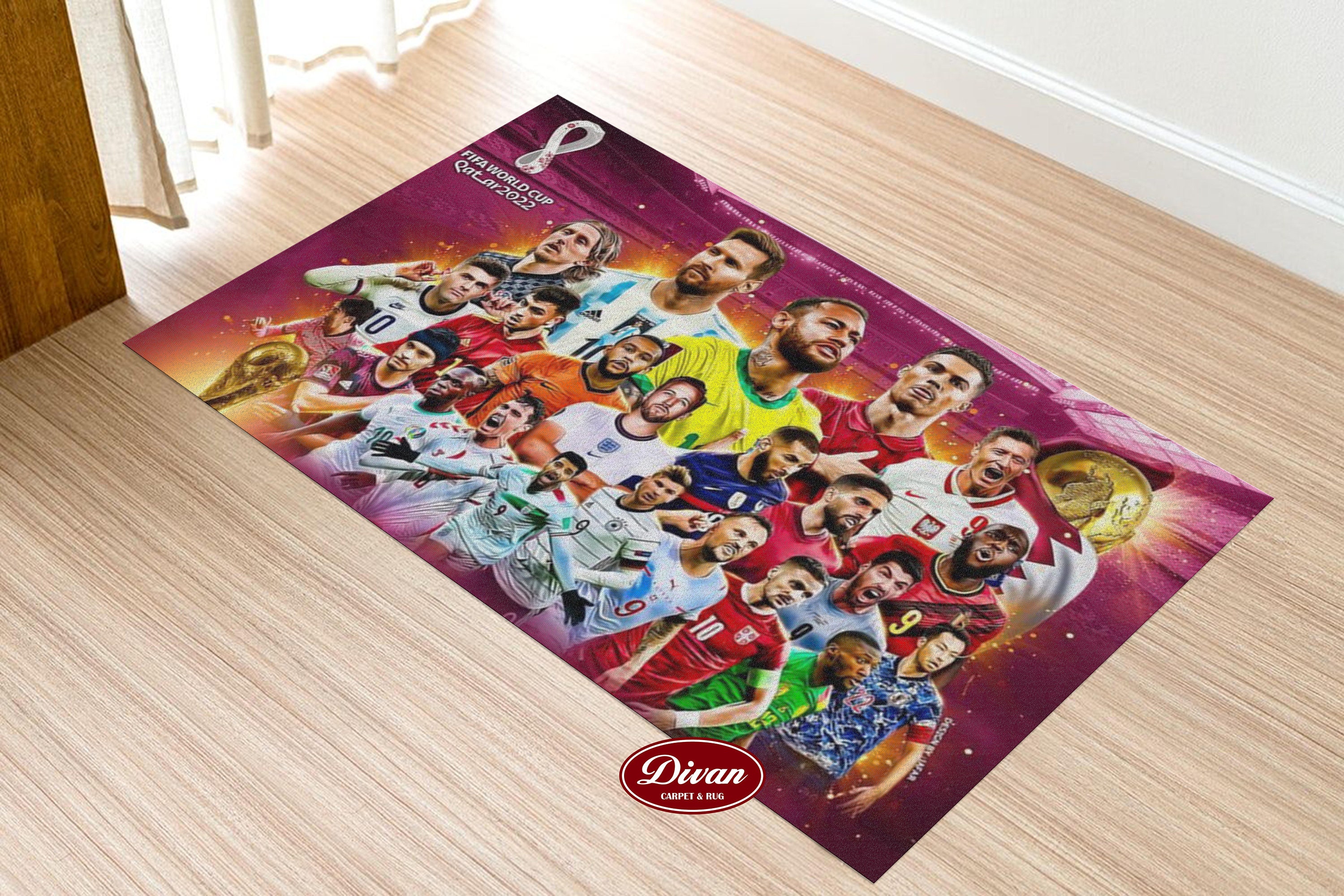 Football Rug, World Cup 2022, Football Design,messi Ronaldo Rug ...