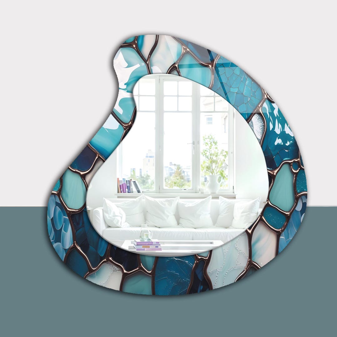 Stained Theme Irregular Glass Mirror, Tempered Glass Decor - Etsy