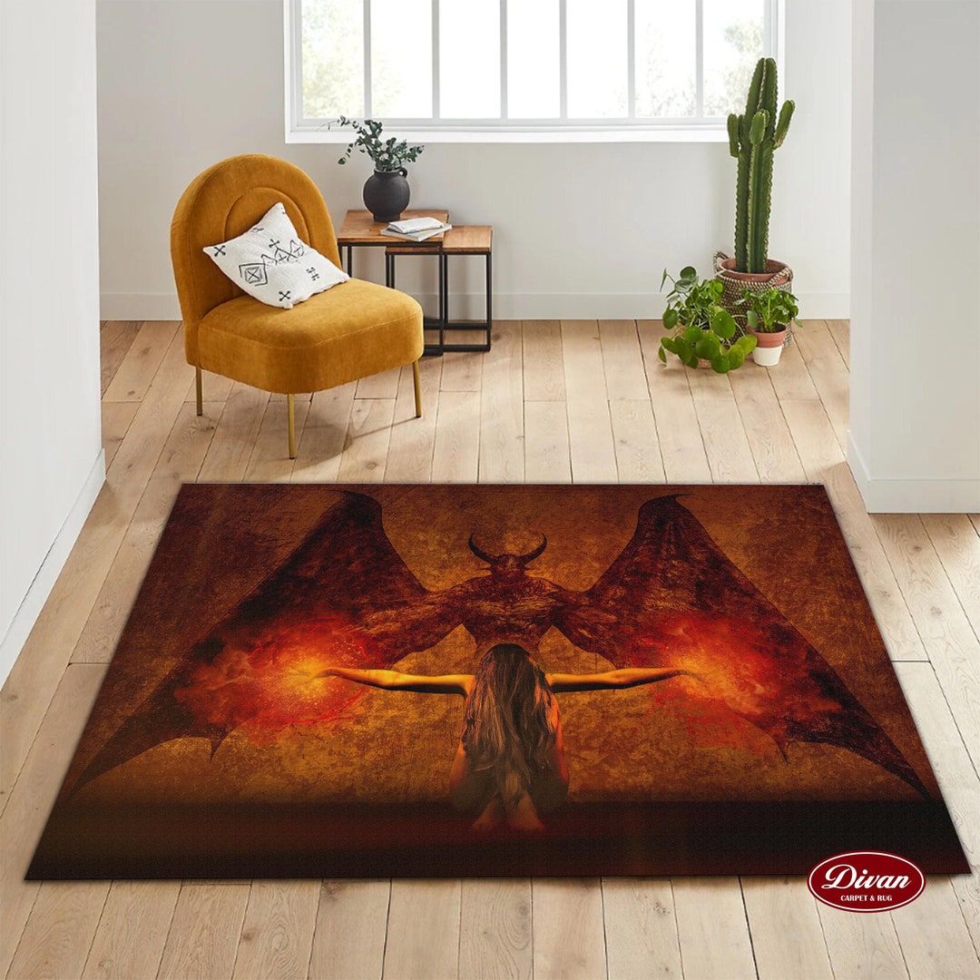 Satanic Pentagram Rug,satanic Dark Skull Rug,goatboi Rug,satanic Decor ...