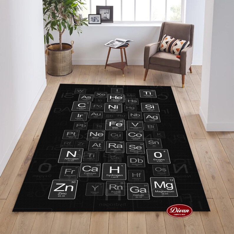 Periodic Table of Elements Area Rug Washable Personalized - Etsy
