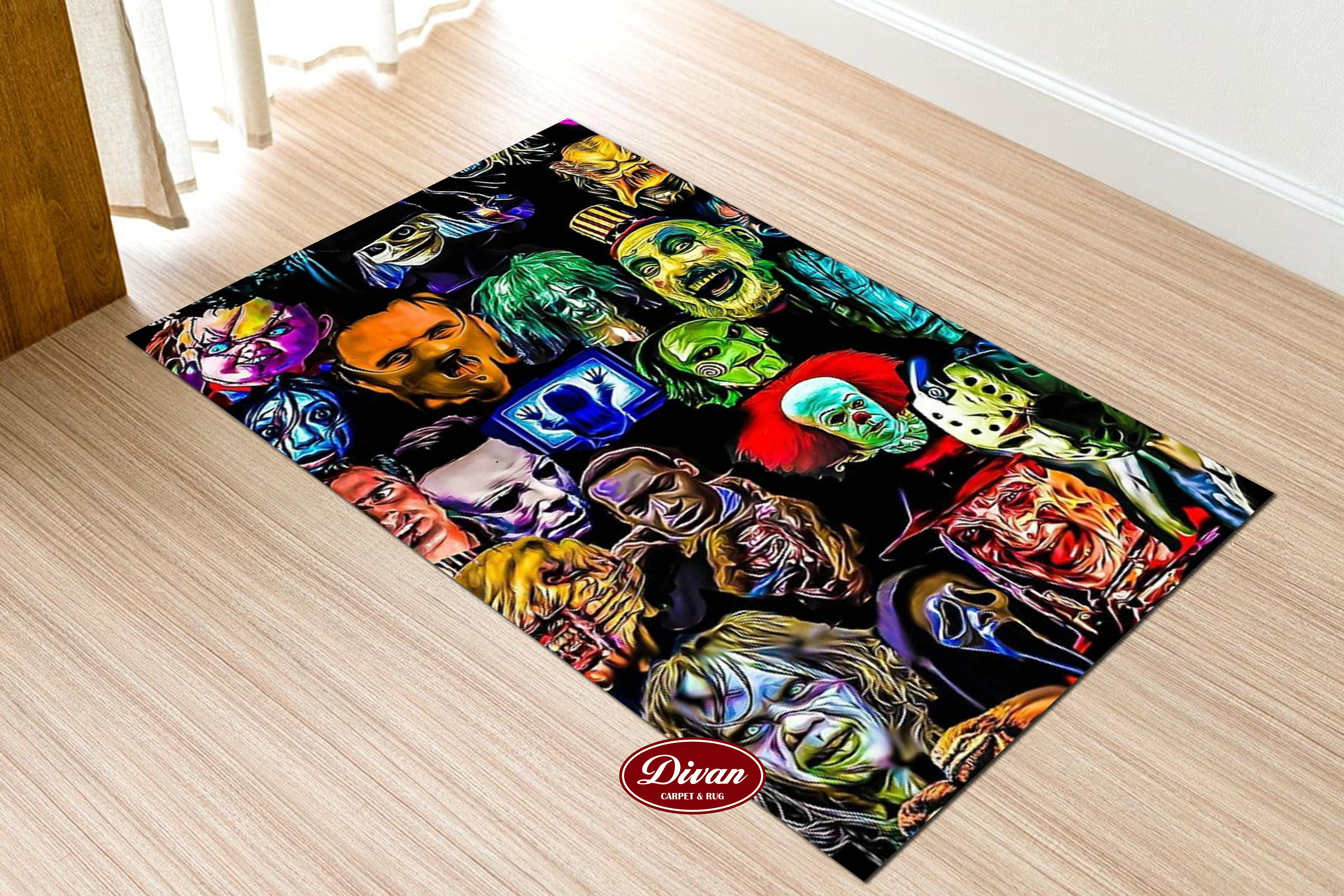 Horror Movie Rug,halloween Rug, Horror Movie Characters Area Rug, Rugs ...