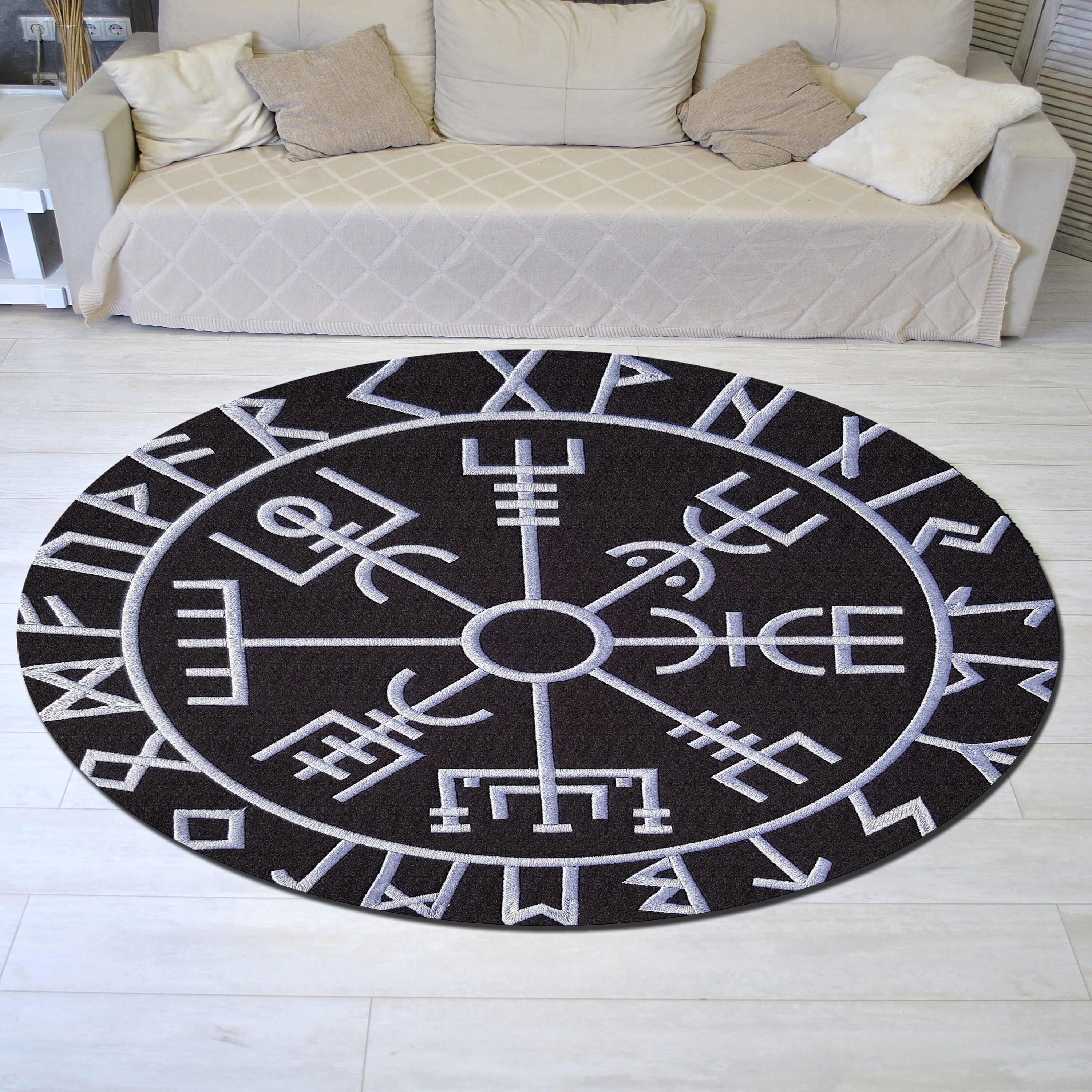 Helm of Awe Symbol Rug, Viking Compass Rug, Mythological Saga Carpet ...