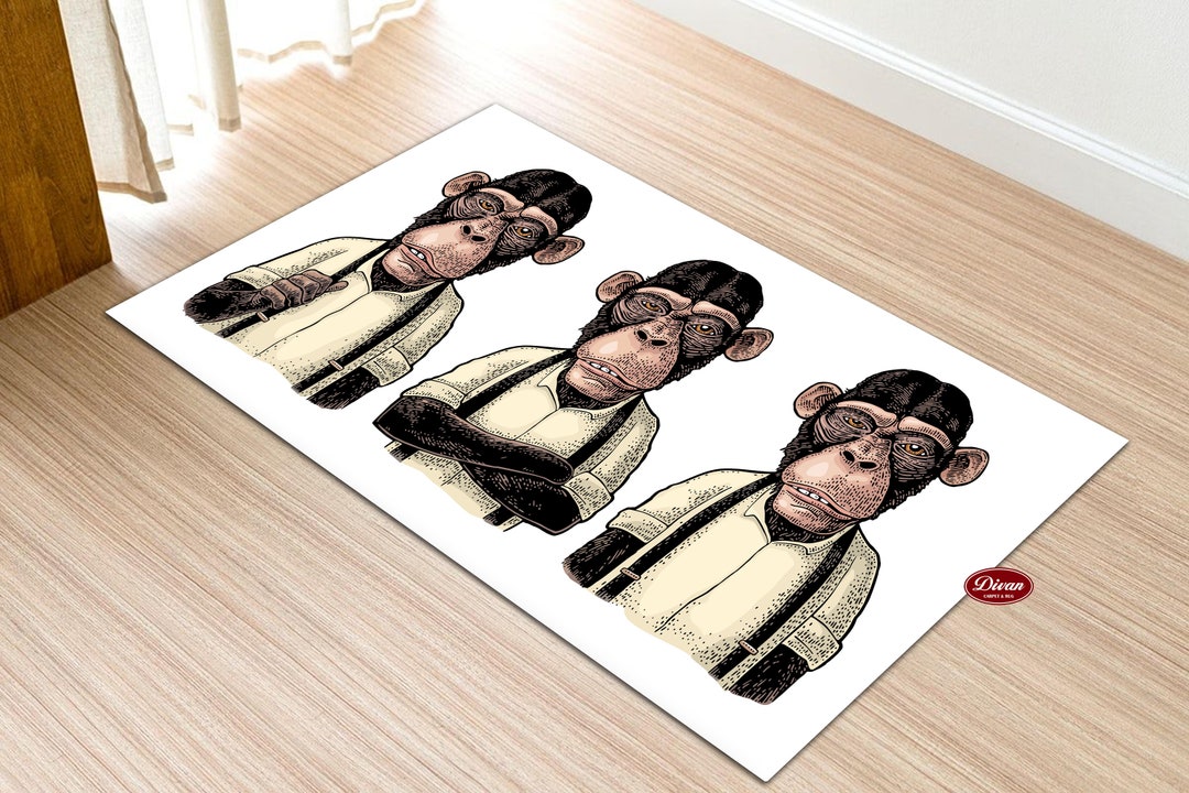Banksy Monkey Patterned Rug,artistic Animal Patterned Rug,animal Art,3 ...