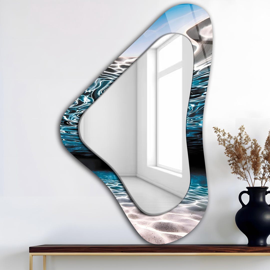 Ocean Colors Asymmetrical Mirror, Irregular Mirror, Mirror Wall Decor ...