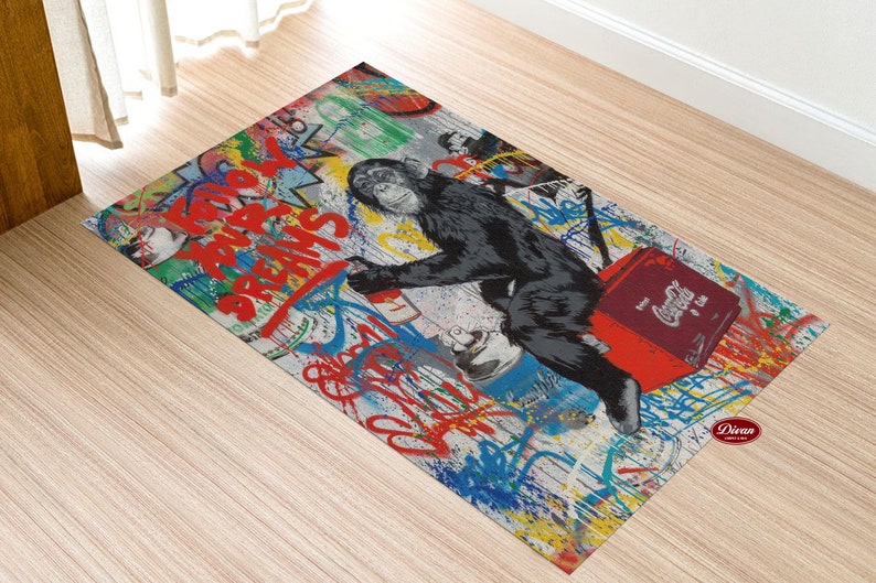 Pop Art Graffiti Rug, Banksy Artist Style Rug, Area Rug,abstract Rug ...