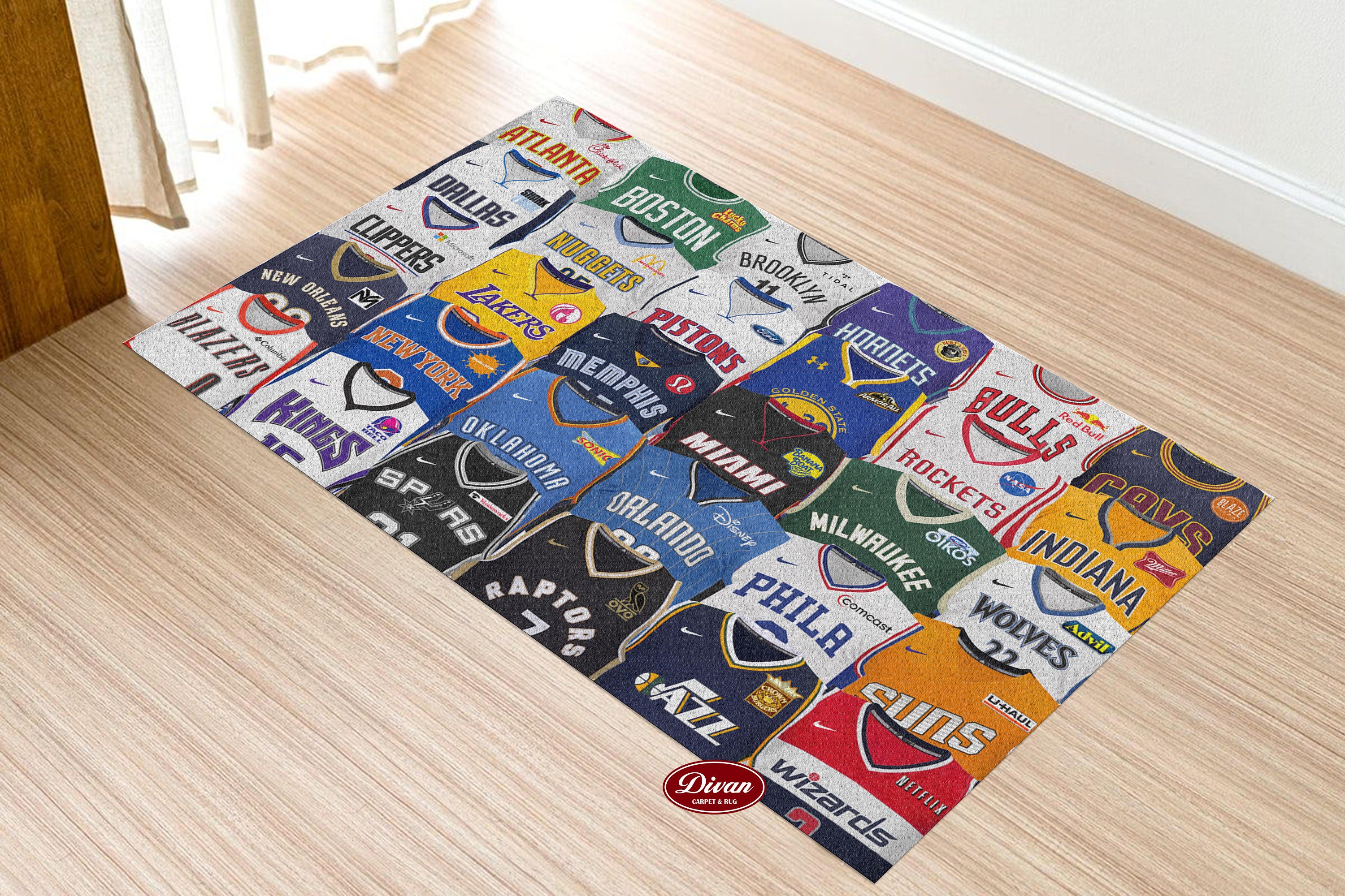 Basketball Rug NBA Rug NBA Fan Modern Rug Kids Room Rug - Etsy