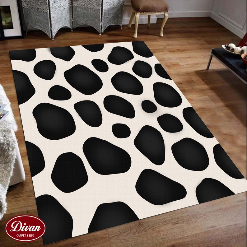 Cow Print Rug Animal Print Area Rug Cow Print Bedroom Rug - Etsy