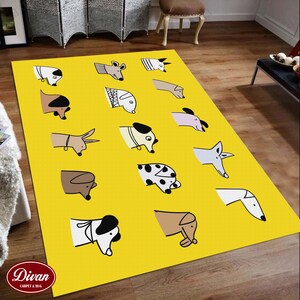 Dog Pattern Rug, Animal Print Rug, Cute Dogs, Cute Animals, Boho Rug, Digital Printed Carpet ...
