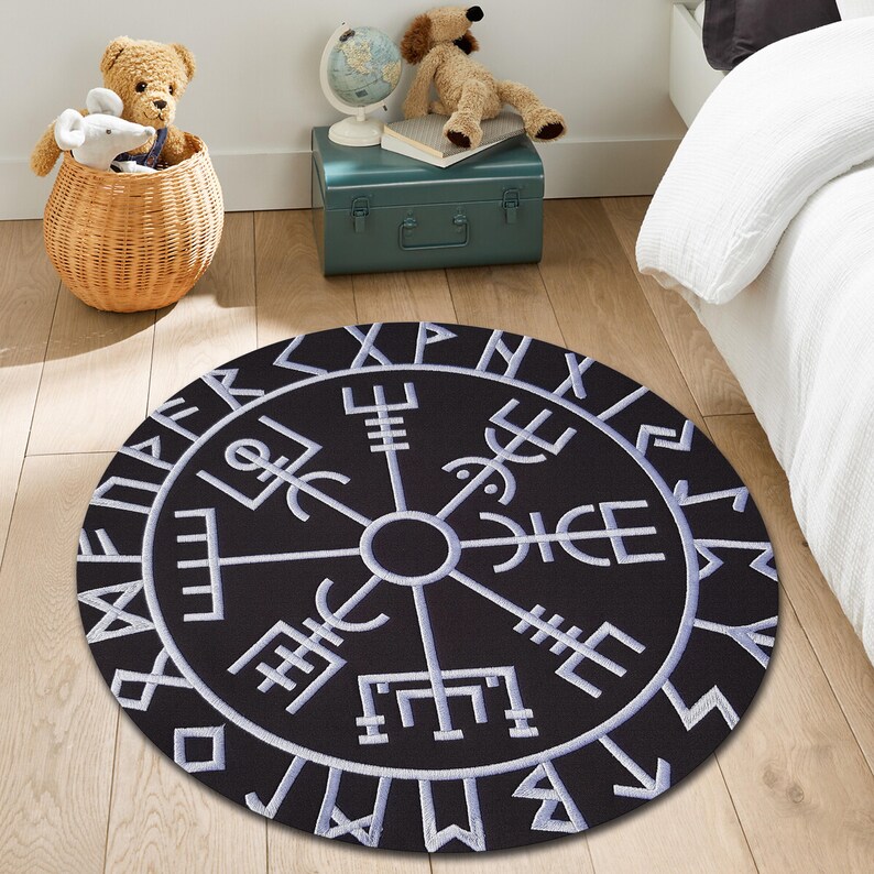 Helm of Awe Symbol Rug, Viking Compass Rug, Mythological Saga Carpet ...