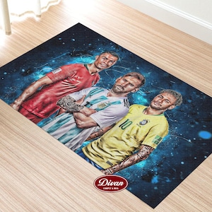 Football Rug, World Cup 2022, Football Design,messi Ronaldo Rug ...