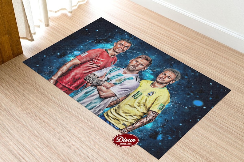 Football Rug, World Cup 2022, Football Design,messi Ronaldo Rug ...