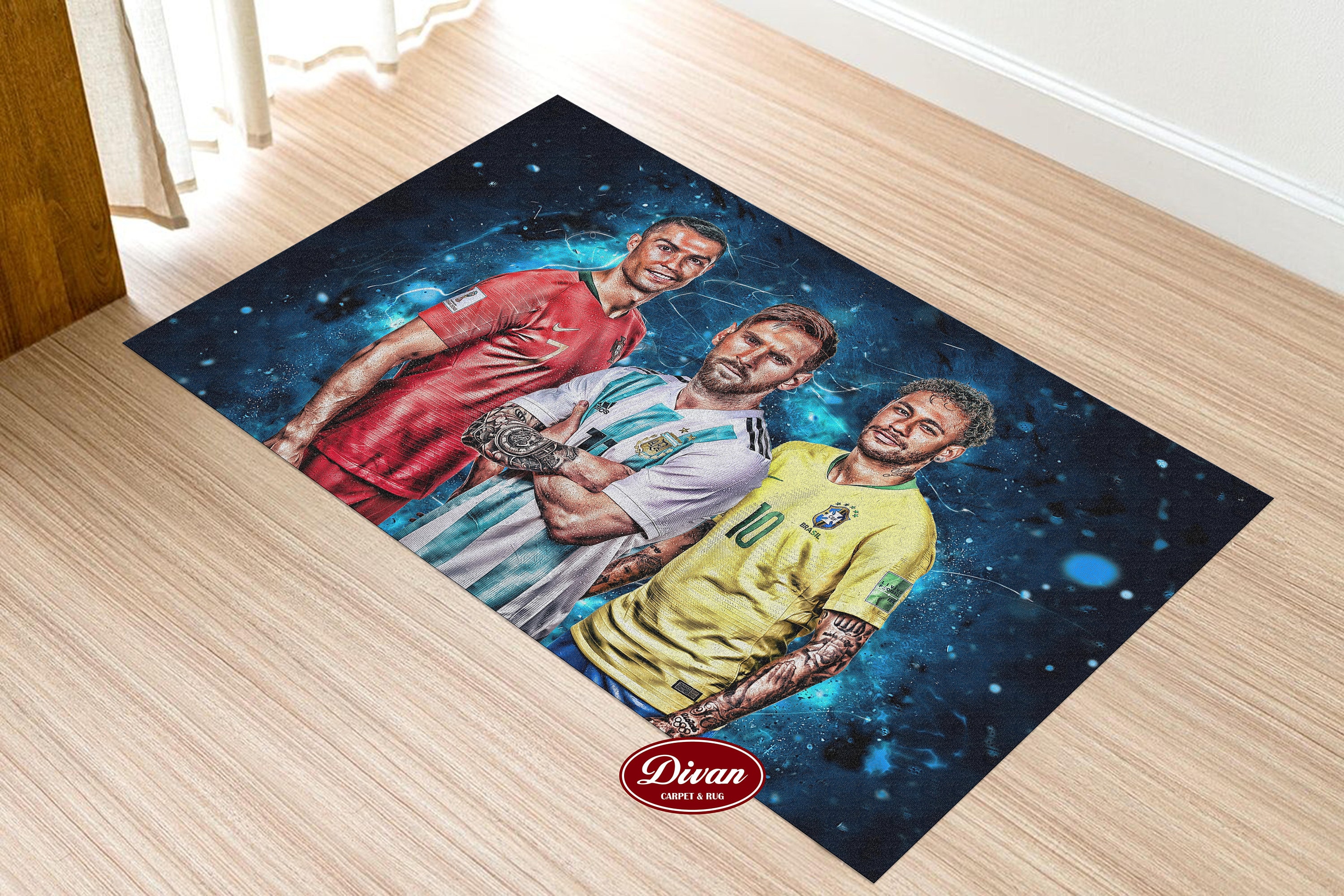 Football Rug, World Cup 2022, Football Design,messi Ronaldo Rug ...