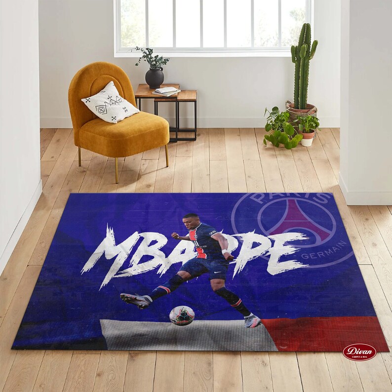 World Cup Rug, Mbappe Football Soccer Game France Carpet, Carpet Gift ...