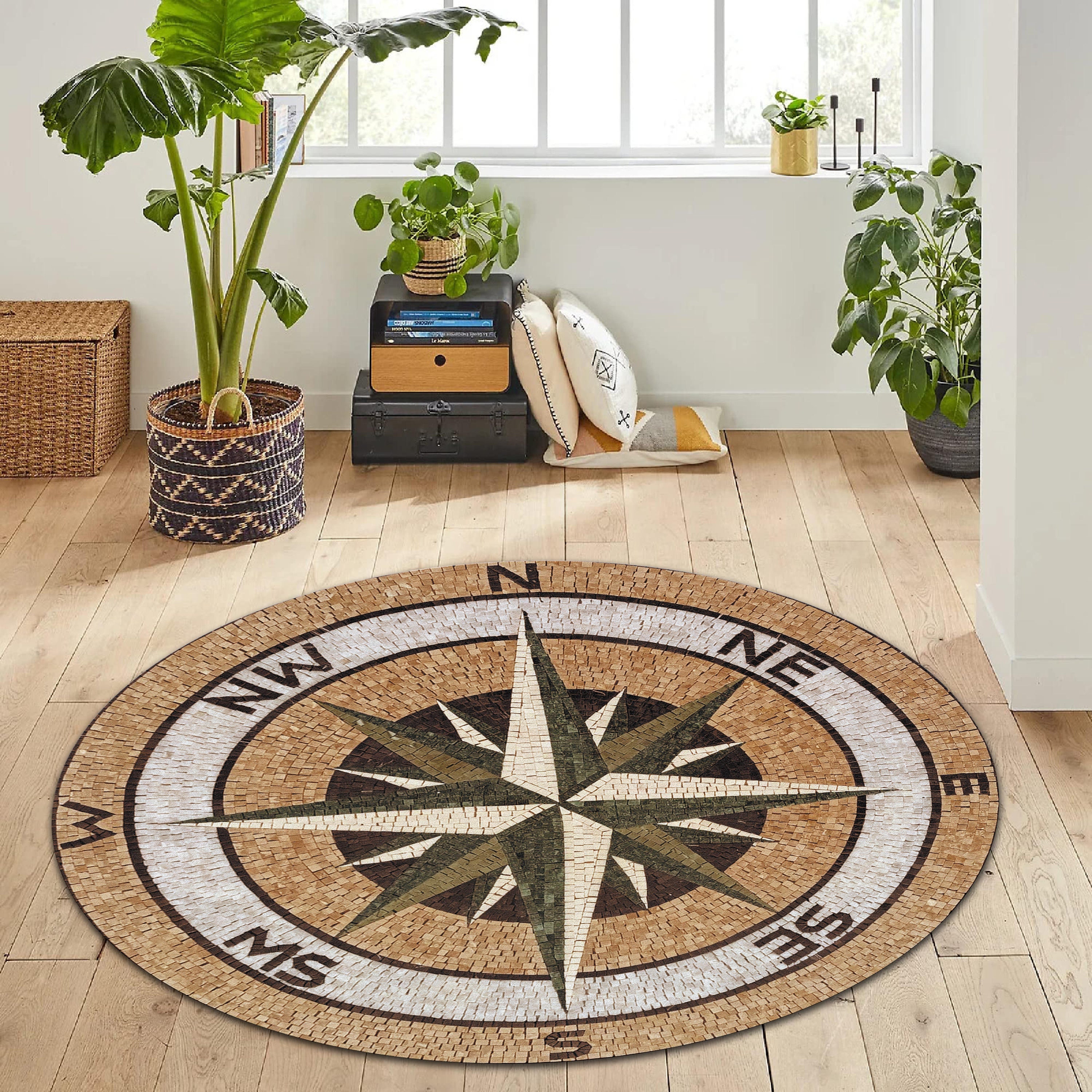 Compass Rug, Compass Round Rug, Compass Medallion Rug,round Rug, Modern ...